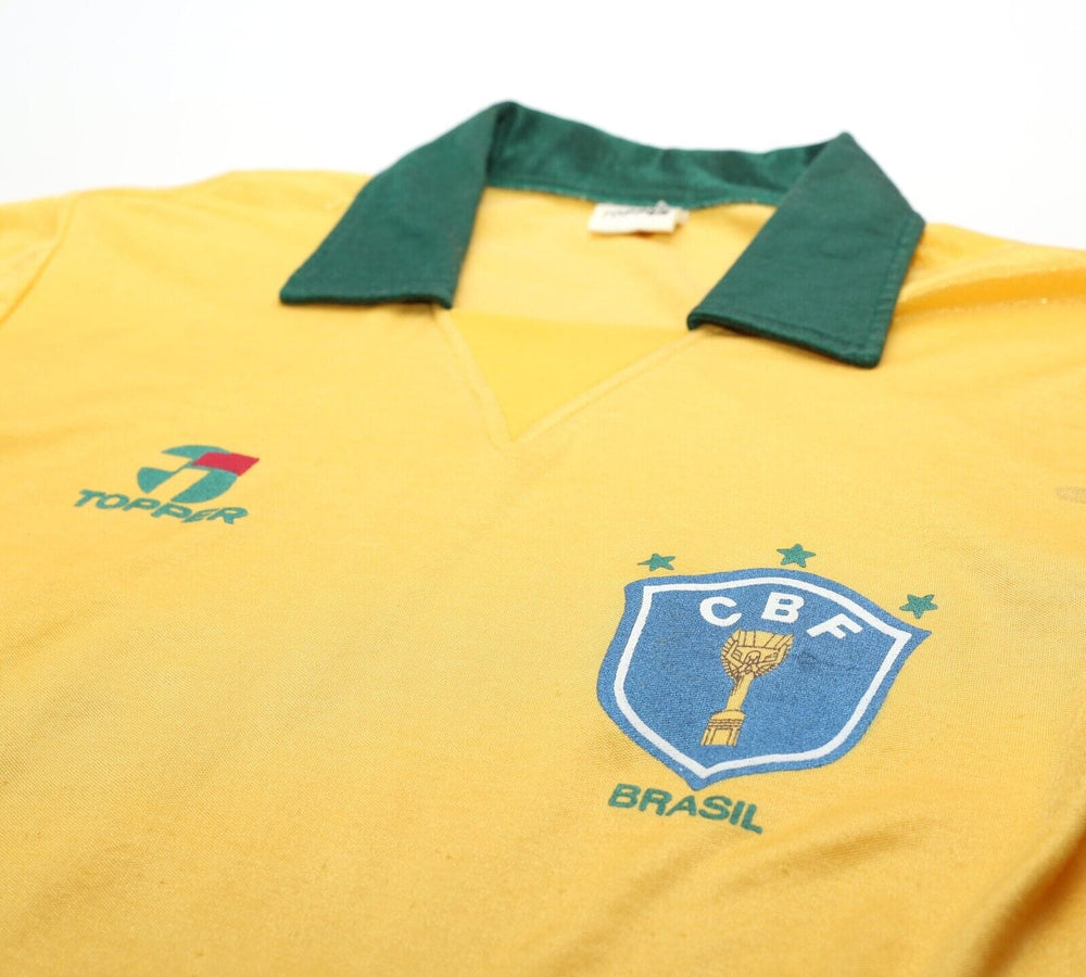 1988/91 BRAZIL Vintage Topper Home Football Shirt Jersey (S/M ...
