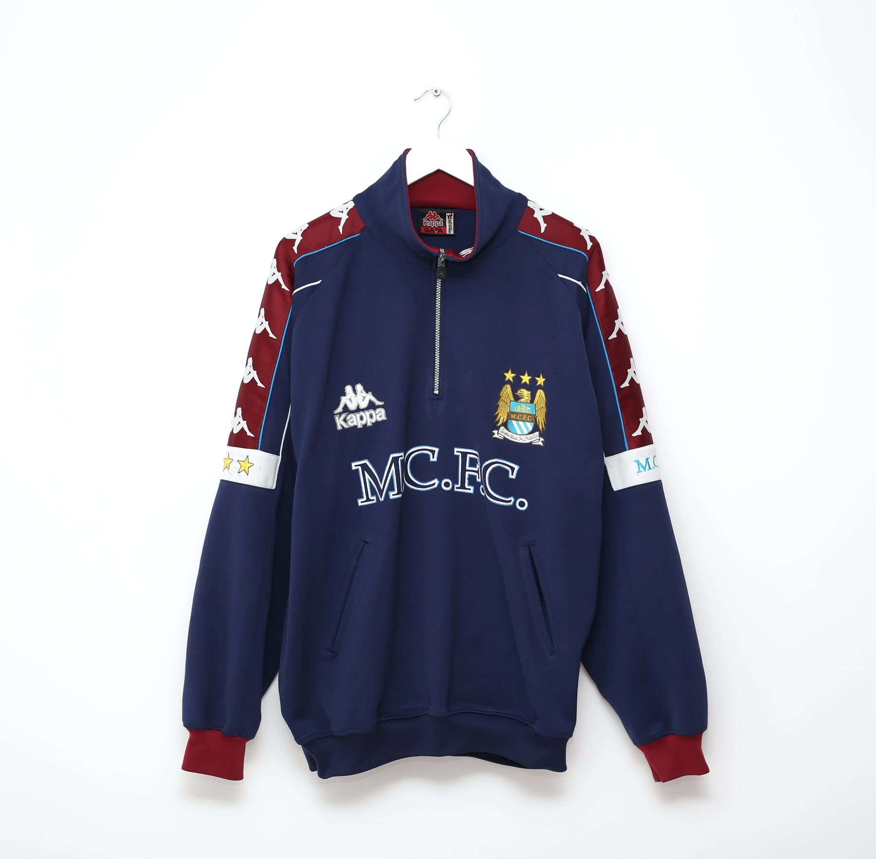 1997/99 MANCHESTER CITY Vintage Kappa Football 1/4 Zip Track Top (XL ...
