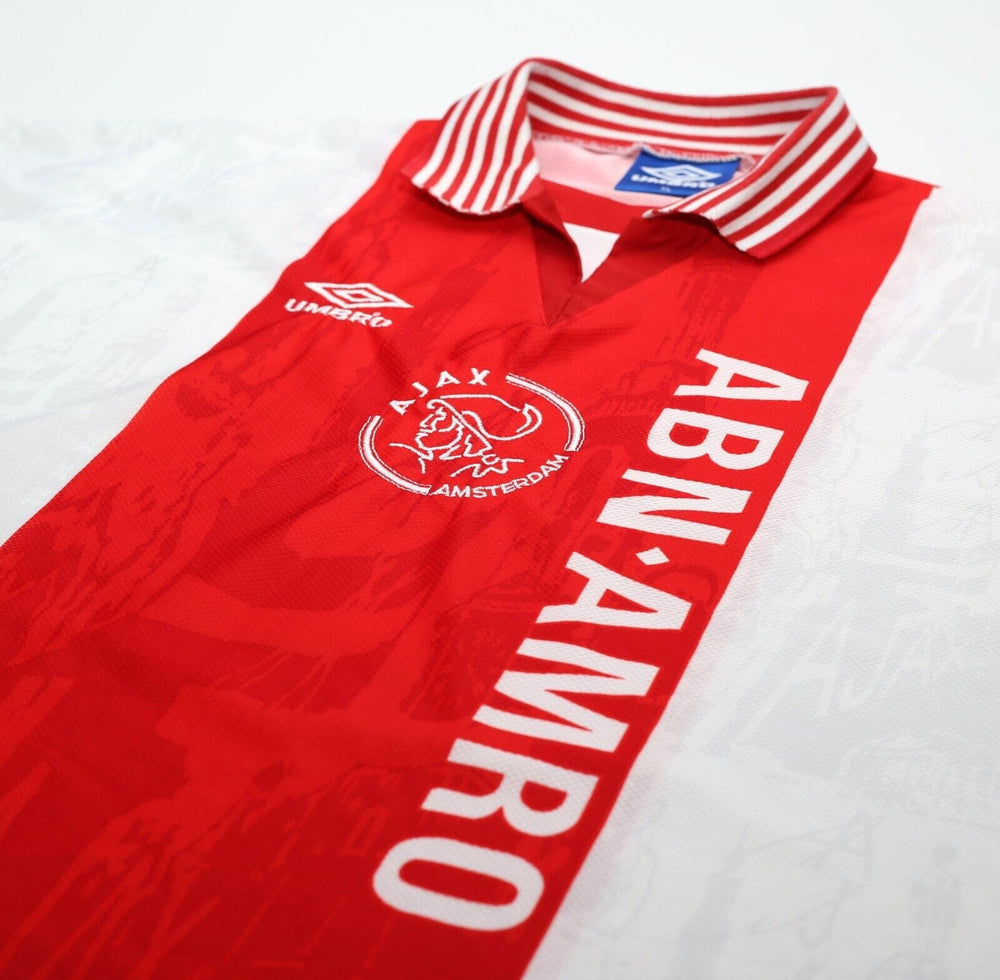 1996/97 KLUIVERT #9 Ajax Vintage Umbro Home Football Shirt Jersey (XL) - Football Shirt Collective