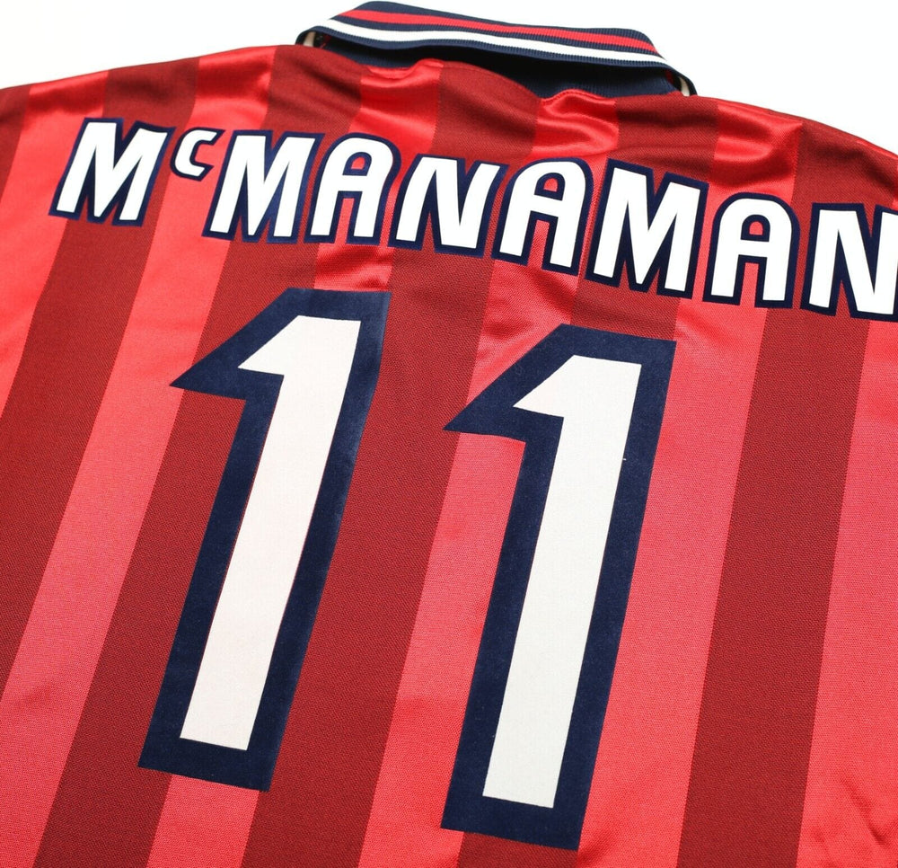 1998 McMANAMAN #11 England Vintage Umbro Away Football Shirt (XL) Play ...