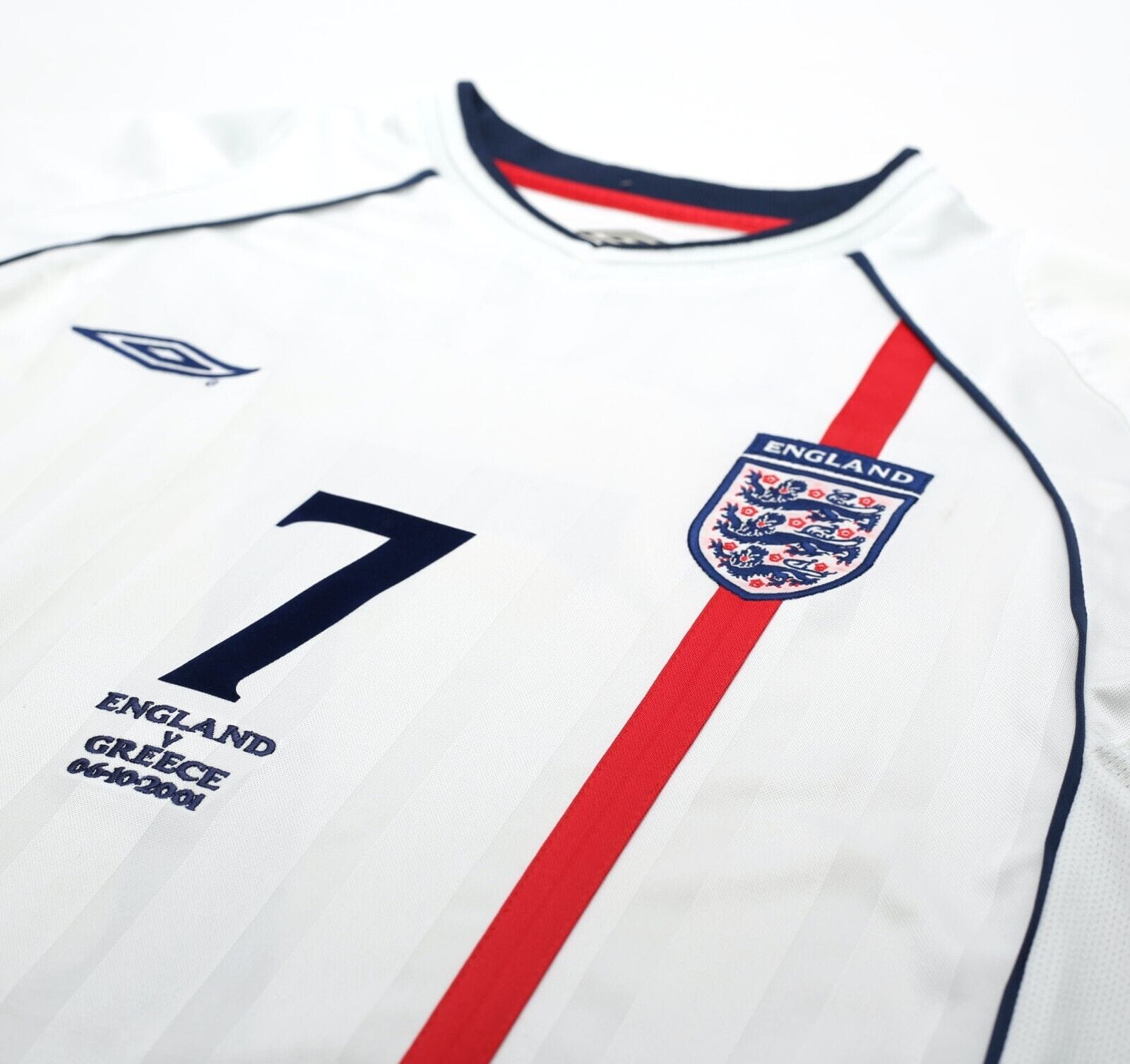 2001/03 Beckham #7 England Vintage Umbro Home Greece 2001/03 Beckham #7 England Vintage Umbro Home Greece