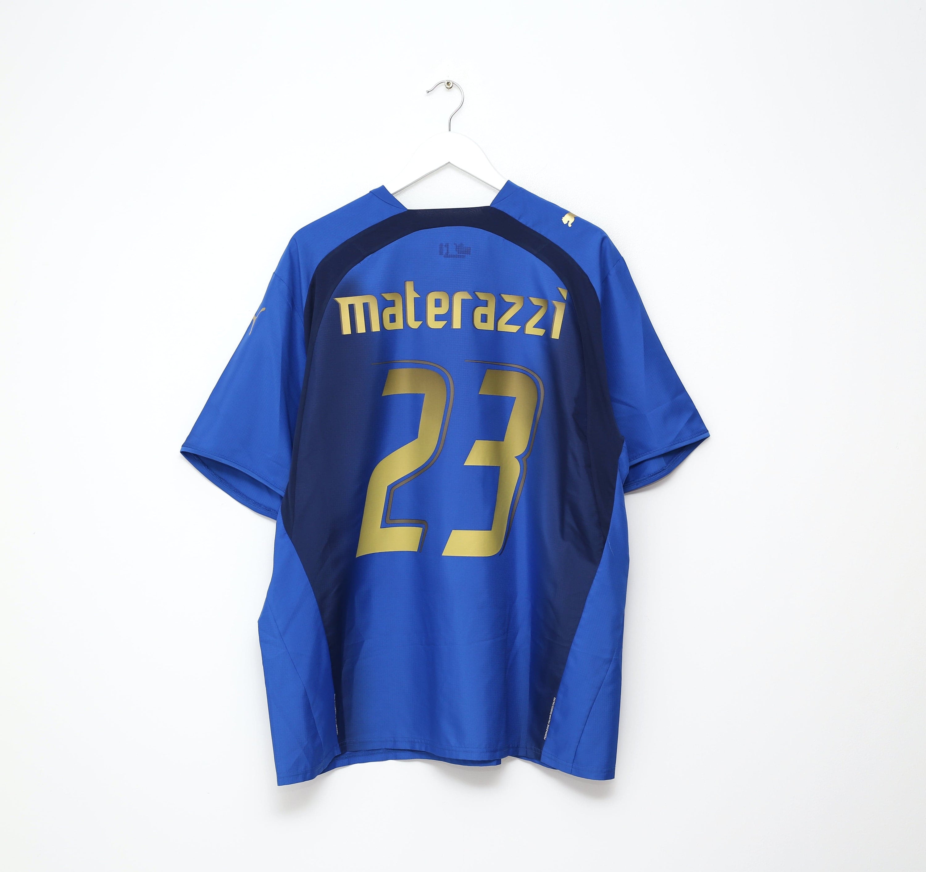 2006 MATERAZZI #23 Italy Vintage PUMA Home Football Shirt (XXL) WC 200 ...